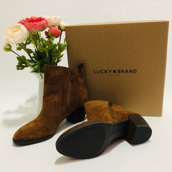 Lucky Brand | Shoes | Lucky Brand Lashiya Suede Booties Cedar 85m | Poshmark